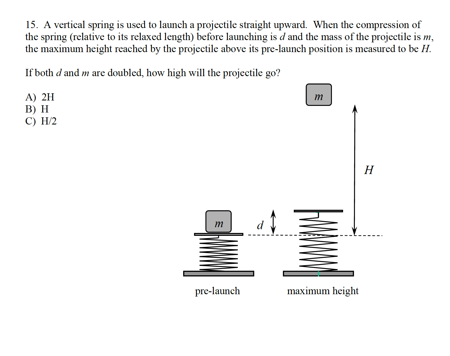 Solved A vertical spring is used to launch a projectile | Chegg.com