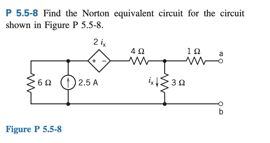 Solved P 5.5-8 Find the Norton equivalent circuit for the | Chegg.com