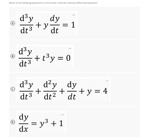 Solved Which of the following equations is a third order | Chegg.com