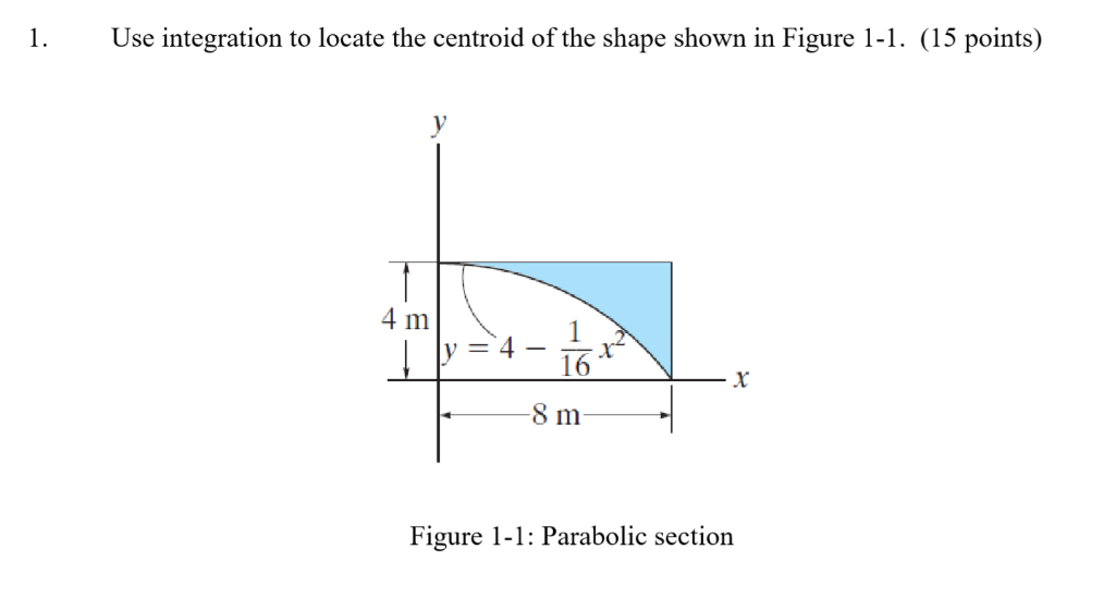 Solved 1.Use integration to locate the centroid of the shape | Chegg.com