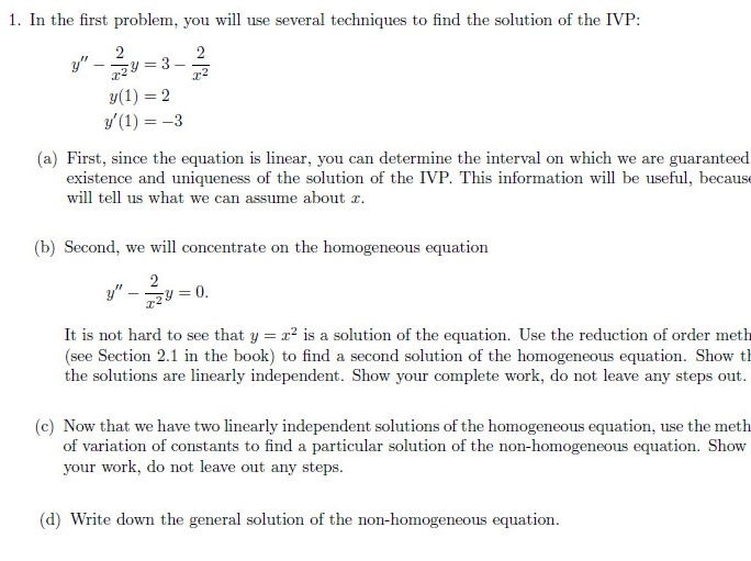 Solved 1. In the first problem, you will use several | Chegg.com