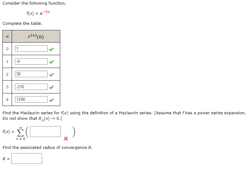 Solved Consider The Following Function F X E−6x Complete
