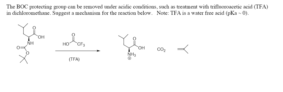 Solved The BOC protecting group can be removed under acidic | Chegg.com