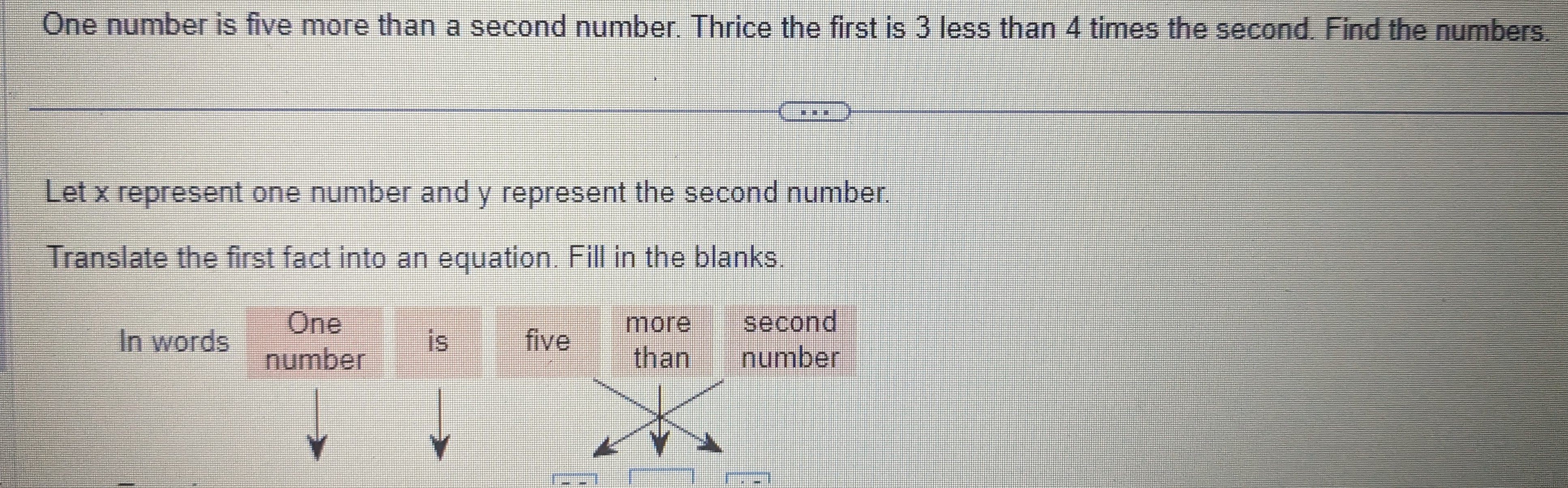 Solved One number is five more than a second number. Thrice | Chegg.com