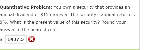 Solved Quantitative Problem: You own a security that | Chegg.com