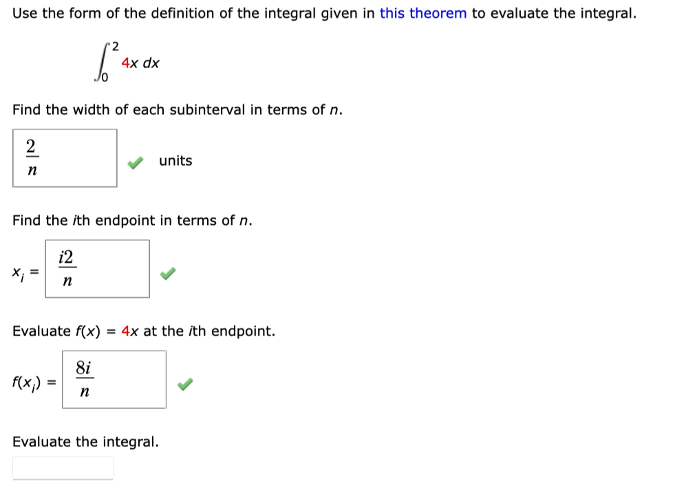 Solved Use the form of the definition of the integral given | Chegg.com