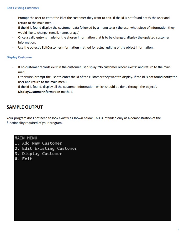 Solved Customer Class You Must Create And Use A C Class