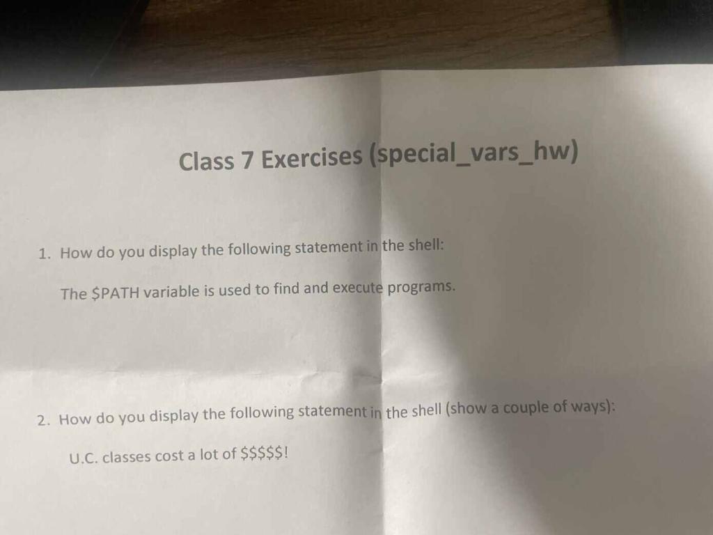Solved Class 7 Exercises (special_vars_hw) 1. How do you | Chegg.com