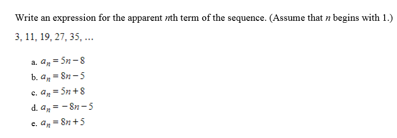Solved Write an expression for the apparent nth term of the | Chegg.com
