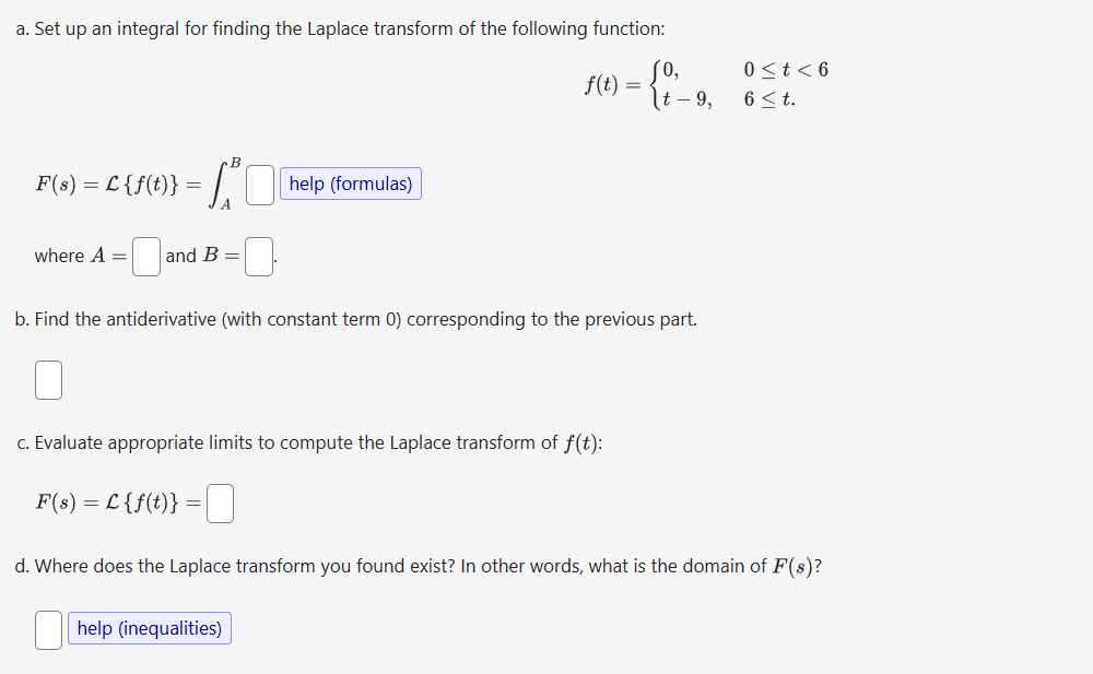 Solved by an EXPERT a. ﻿Set up an ﻿integral for finding the Laplace | Chegg.com