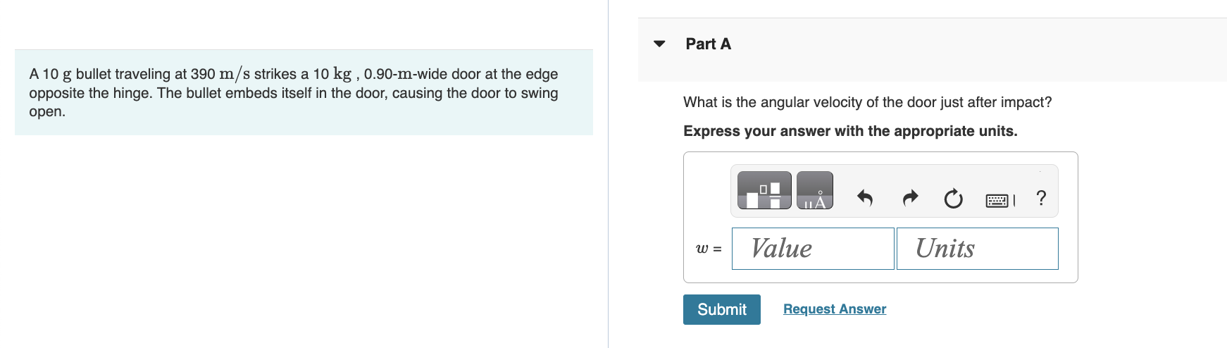 Solved A 10 g bullet traveling at 390 m/s strikes a 10 | Chegg.com