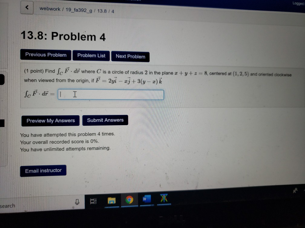 Solved Logged Webwork 19 Fa392 G 13 8 4 13 8 Problem 4