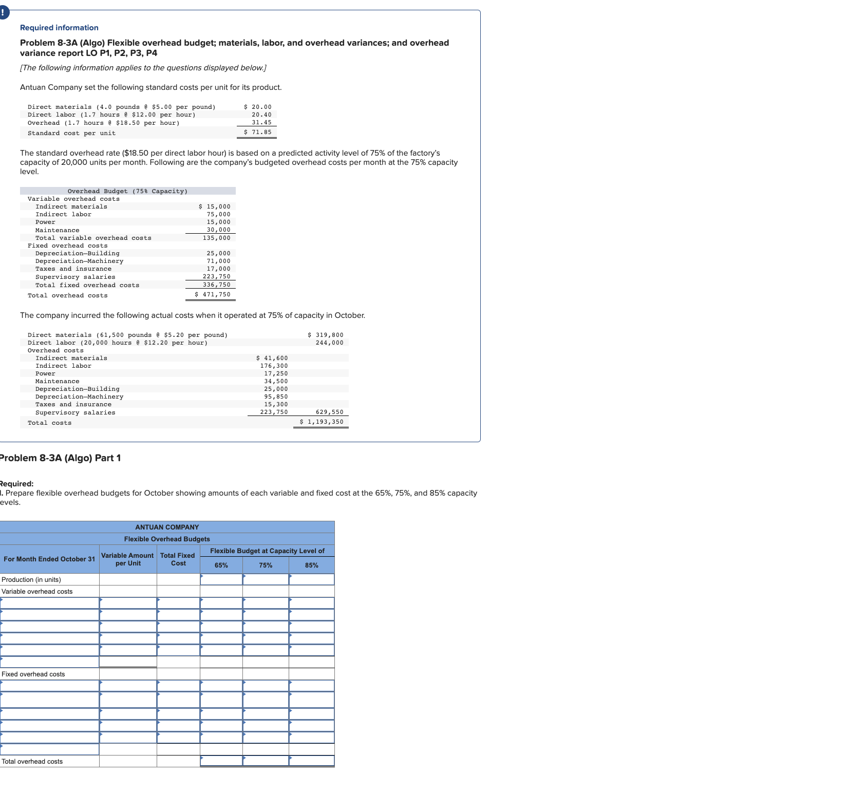 Solved Required information Problem 8-3A (Algo) Flexible | Chegg.com