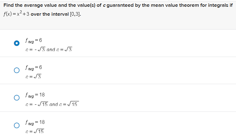 Solved Find the average value and the value(s) of c | Chegg.com