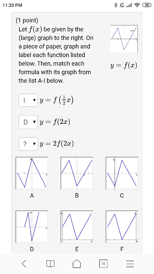 Solved 11:20 PM 45 (1 point) Let f() be given by the (large) | Chegg.com