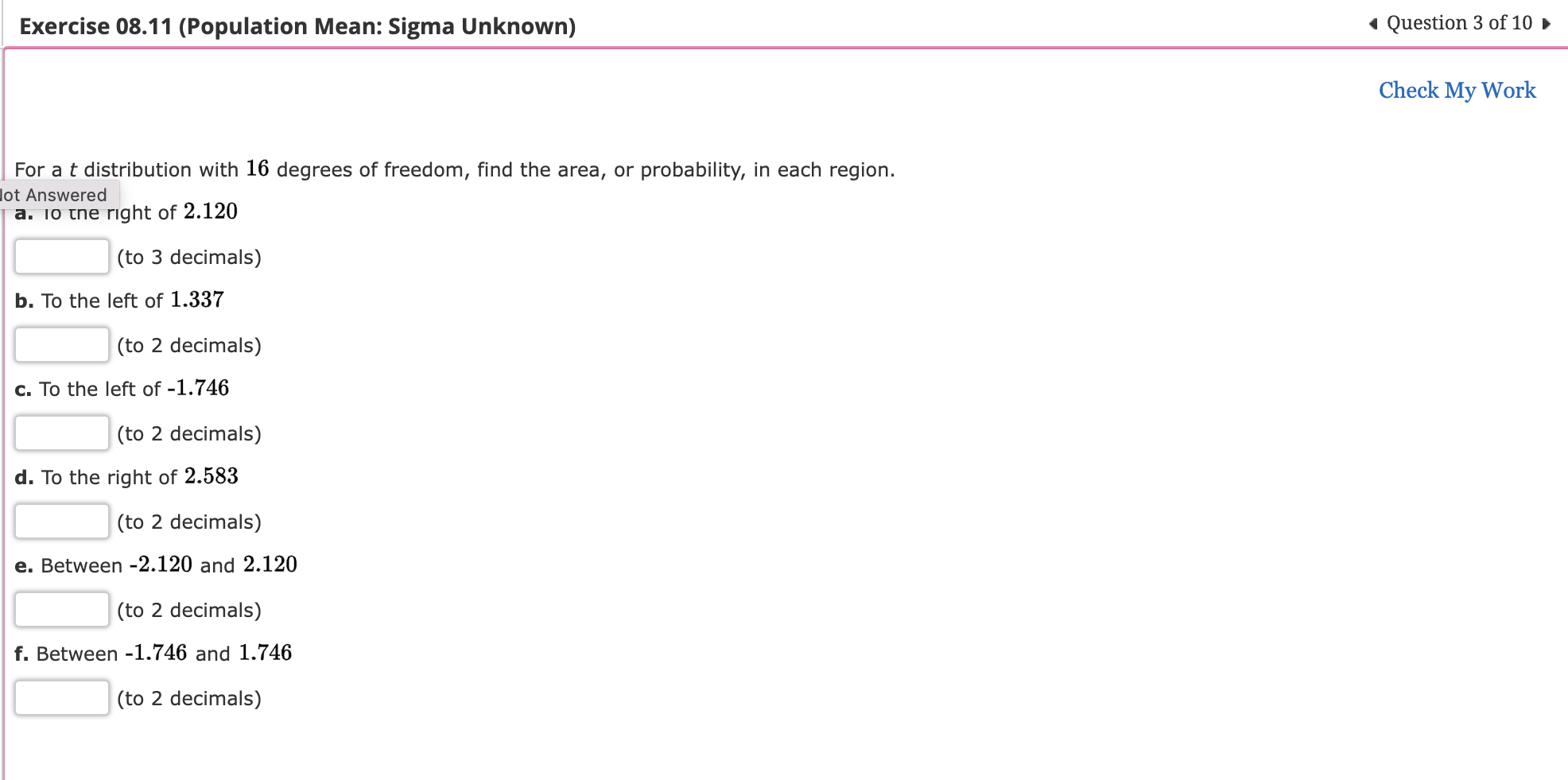 Solved For a t distribution with 16 degrees of freedom, find | Chegg.com