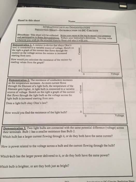 Solved Hand in this sheet Name INTERACTIVE LECTURE | Chegg.com