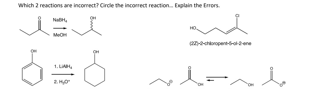 Solved Which 2 ﻿reactions are incorrect? Circle the | Chegg.com