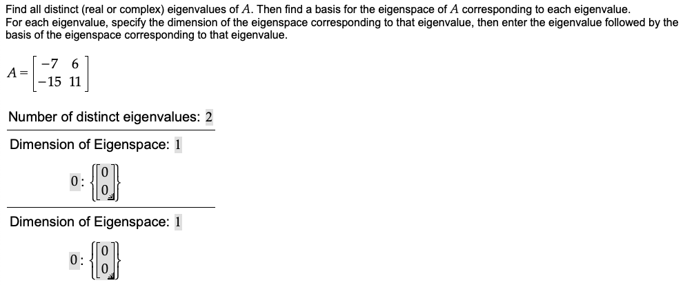 Solved Find all distinct (real or complex) eigenvalues of A. | Chegg.com