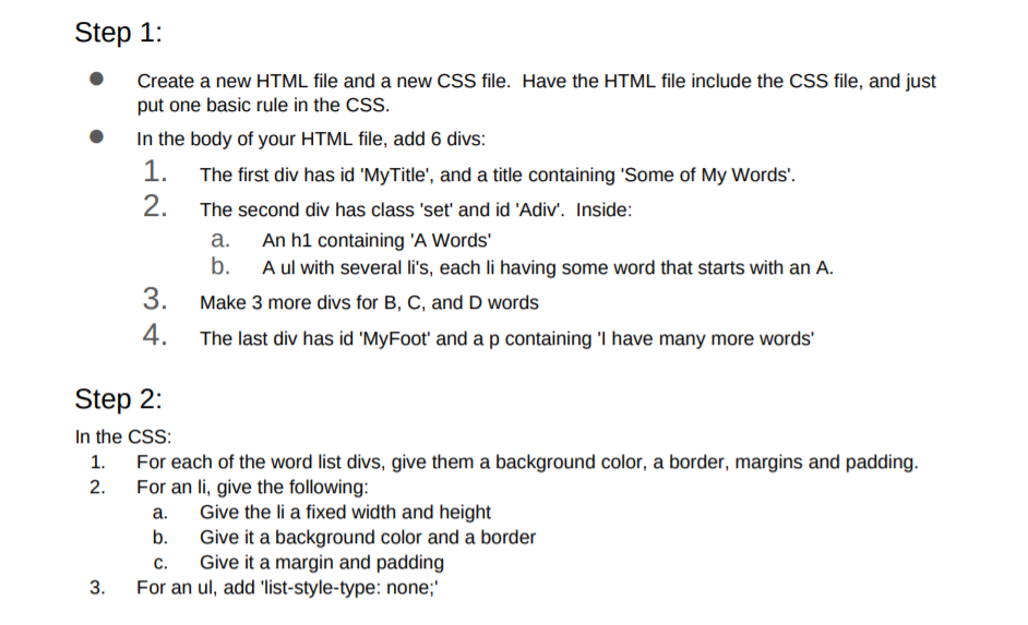 Step 1: Create a new HTML file and a new CSS file. | Chegg.com