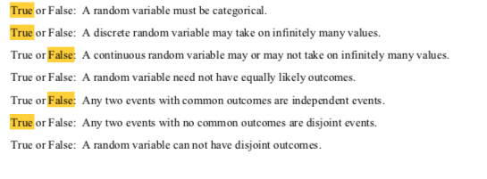 Solved True or False: A random variable must be categorical | Chegg.com