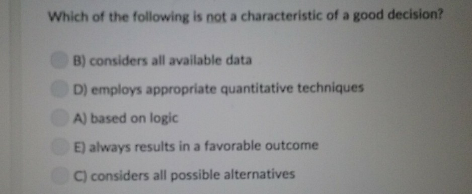 Solved Which of the following is not a characteristic of a | Chegg.com