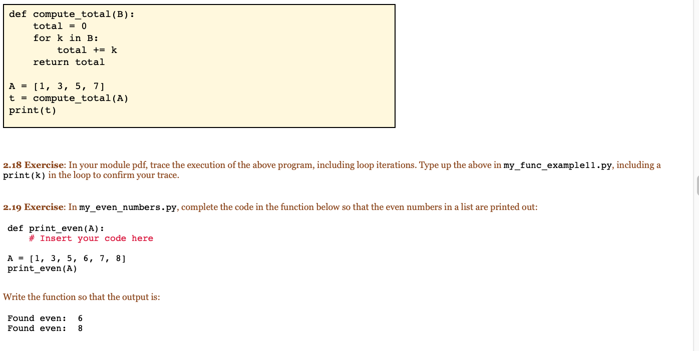 Solved for 2.18 exercise, please provide a tracing table for | Chegg.com