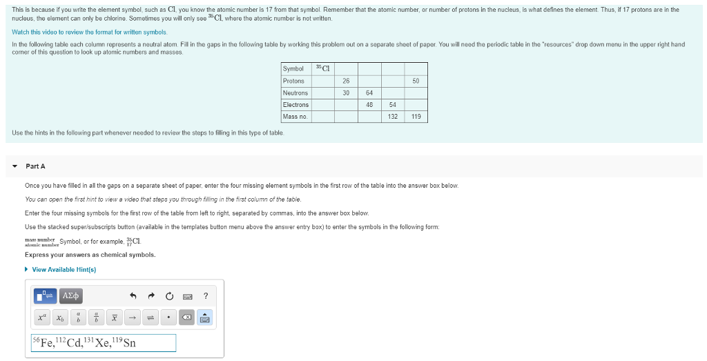 Solved This is because If you write the element symbol, such | Chegg.com
