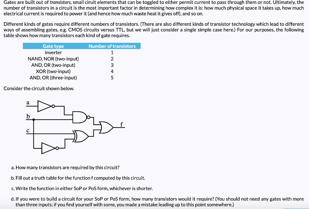 Solved Gates are built out of transistors, small ciruit | Chegg.com