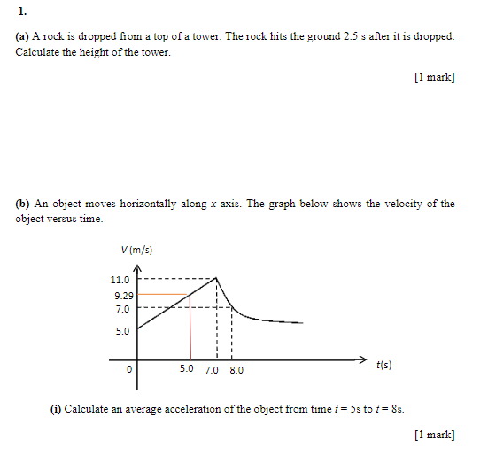 Solved (a) A rock is dropped from a top of a tower. The rock | Chegg.com