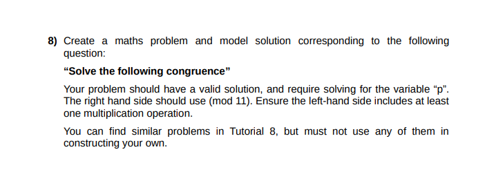 Solved 8) Create a maths problem and model solution | Chegg.com