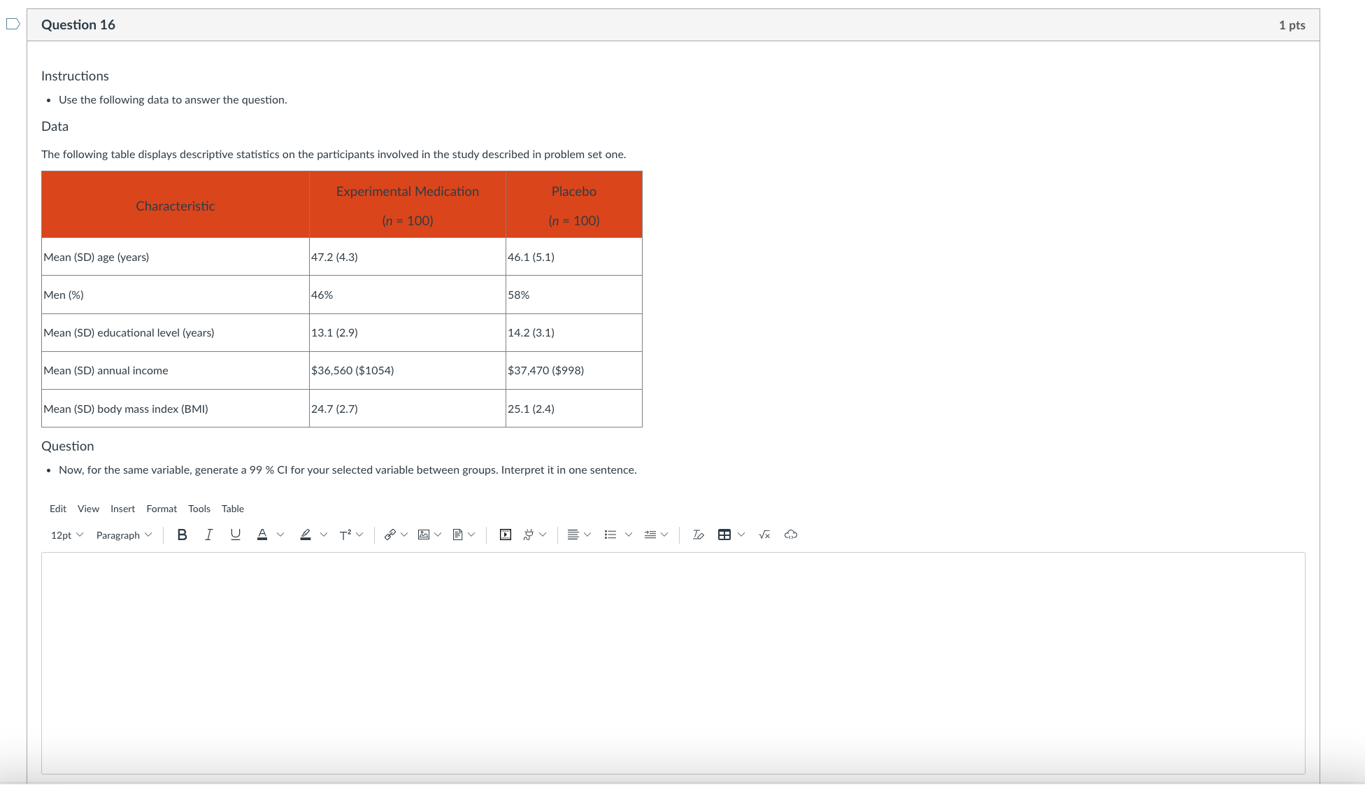 Solved Instructions - Use the following data to answer the | Chegg.com