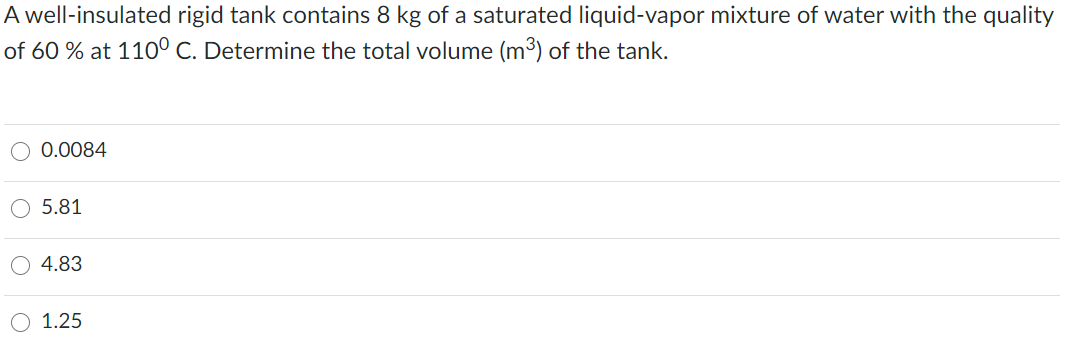 Solved A well-insulated rigid tank contains 8 kg of a | Chegg.com