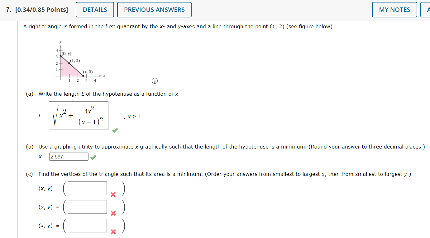 A right triangle is formed in the first quadrant by | Chegg.com
