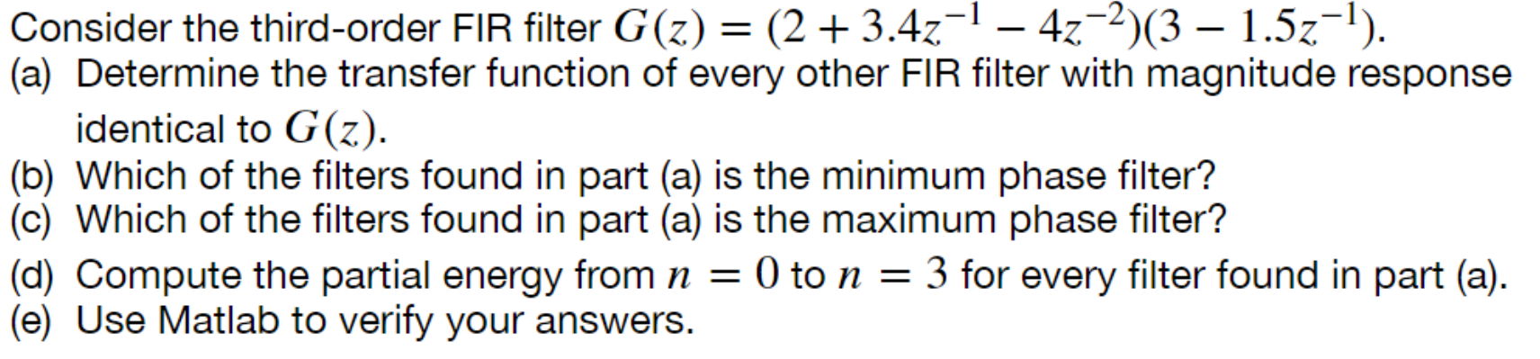 Solved Consider the third-order FIR filter | Chegg.com