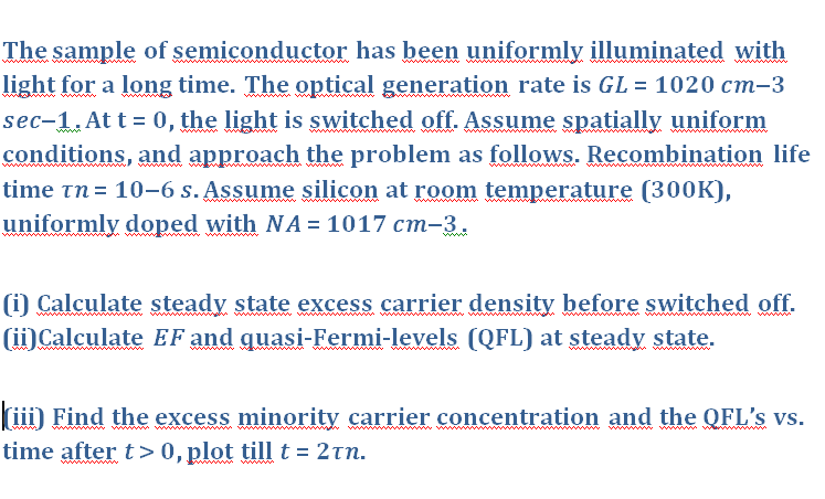 The sample of semiconductor has been uniformly | Chegg.com