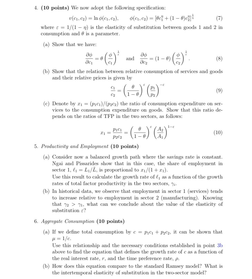 Solved 4. (10 points) We now adopt the following | Chegg.com