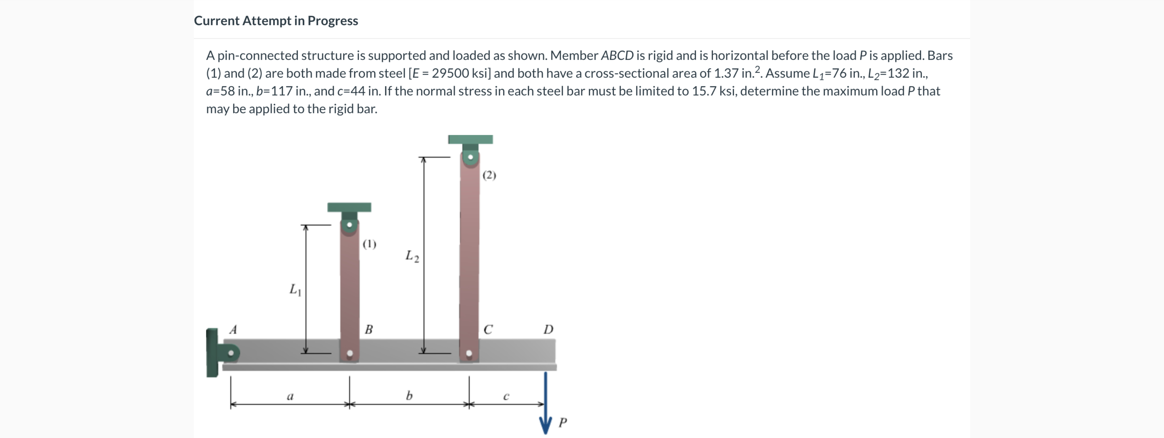 Solved A pin-connected structure is ﻿supported and loaded as | Chegg.com