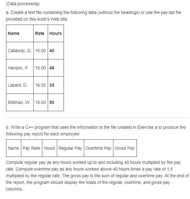 Solved (Data processing) a. Create a text file containing | Chegg.com