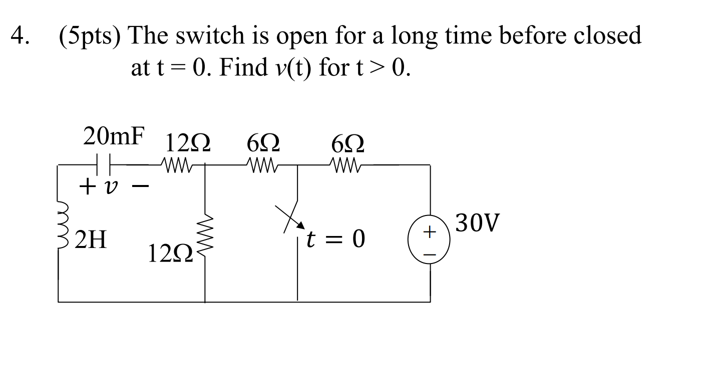 Solved The switch is open for a long time before closed at t | Chegg.com