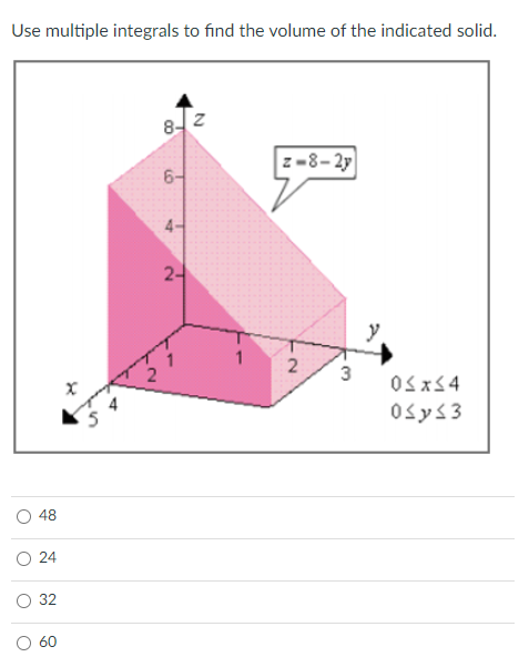 Solved Use multiple integrals to find the volume of the | Chegg.com
