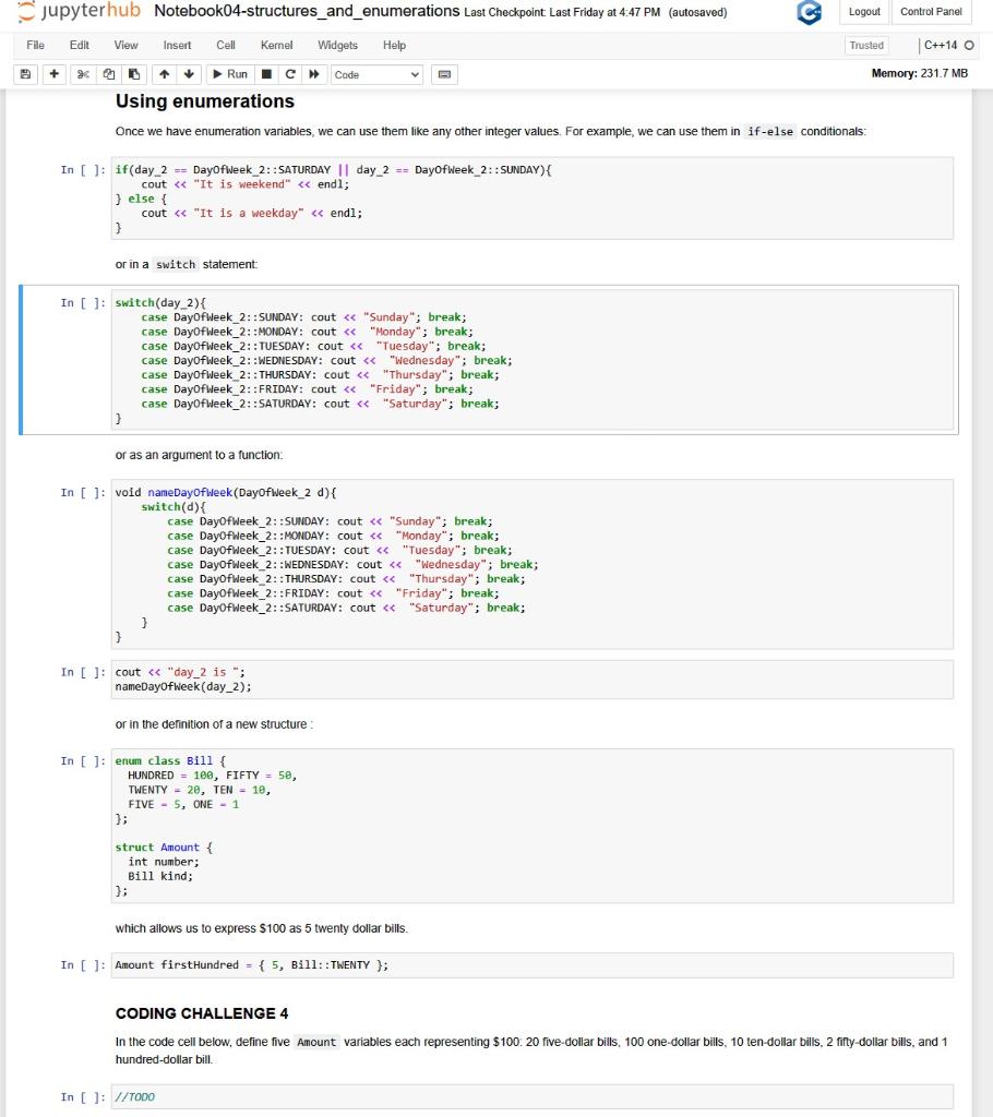 Solved Edit View Insert Cell Kemel Using Enumerations Qu