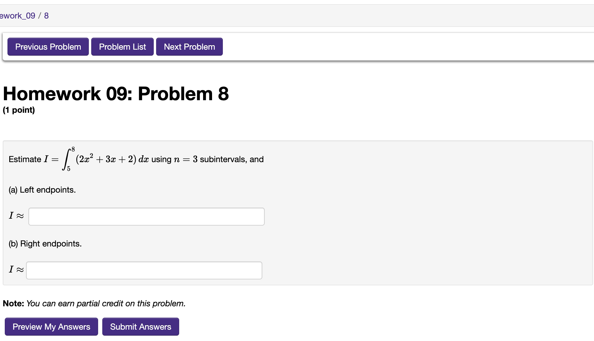 Solved Homework 09: Problem 8 (1 point) Estimate | Chegg.com