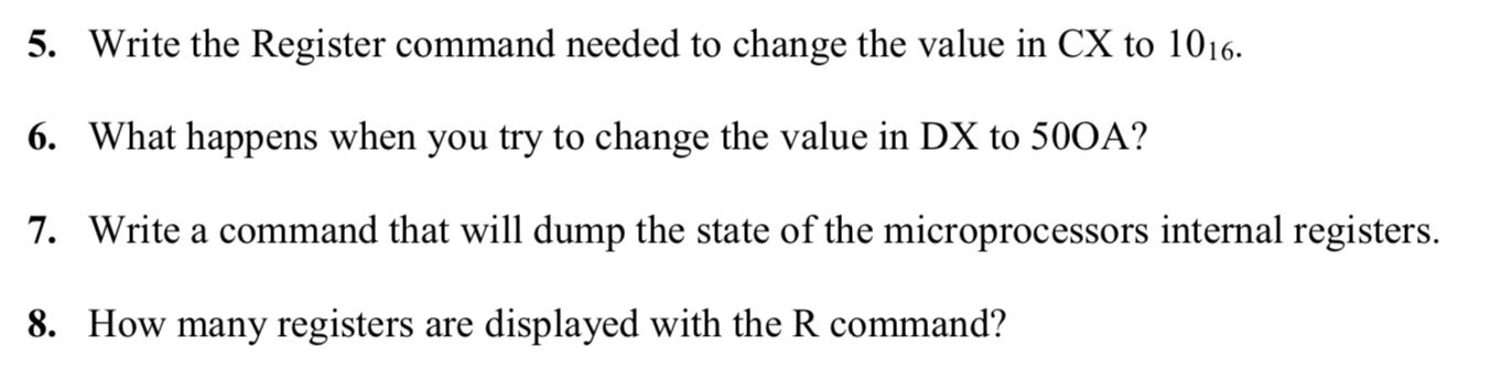 5. Write the Register command needed to change the | Chegg.com