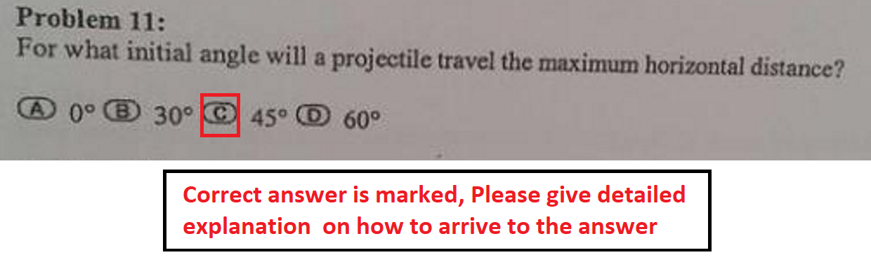 Solved Problem 11: For what initial angle will a projectile | Chegg.com