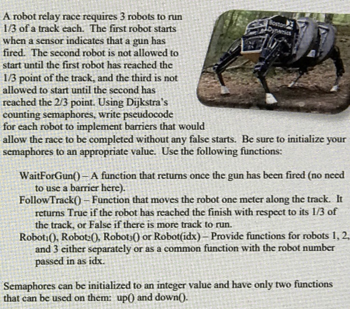 A robot relay race requires 3 robots to run 1/3 of a | Chegg.com