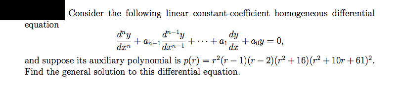 Solved Consider the following linear constant-coefficient | Chegg.com