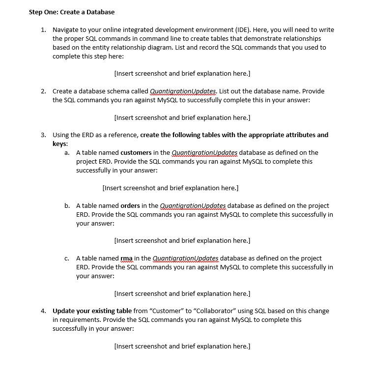 Step One: Create a Database 1. Navigate to your | Chegg.com