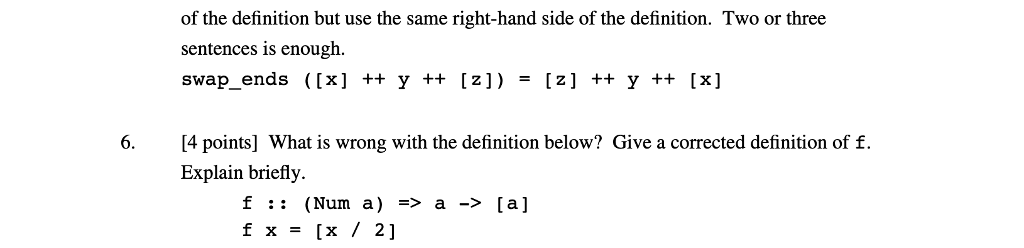 Solved 5. 8 points] Here's a buggy definition for the | Chegg.com