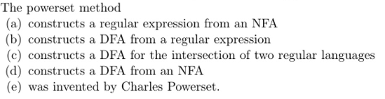 Solved The powerset method (a) constructs a regular | Chegg.com